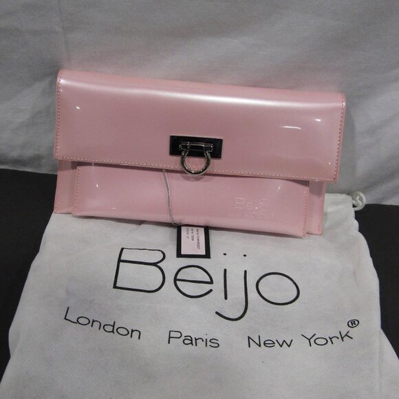 Beijo | Bags | Nwt Beijo London Paris New York Pink Shimmer Clutch Bag ...